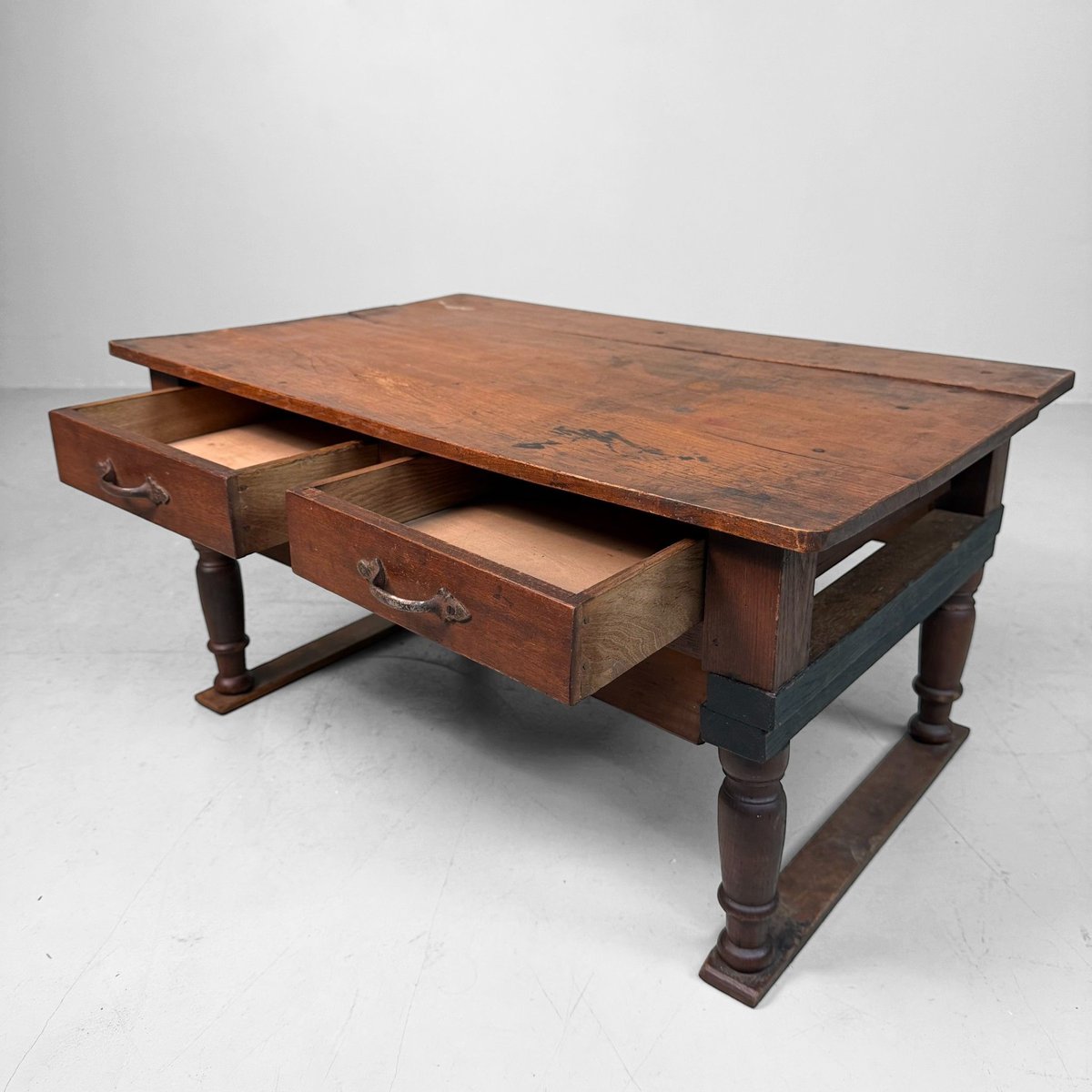Japanese Wooden Writing Table with Folding Legs and Drawers, 1930s for ...