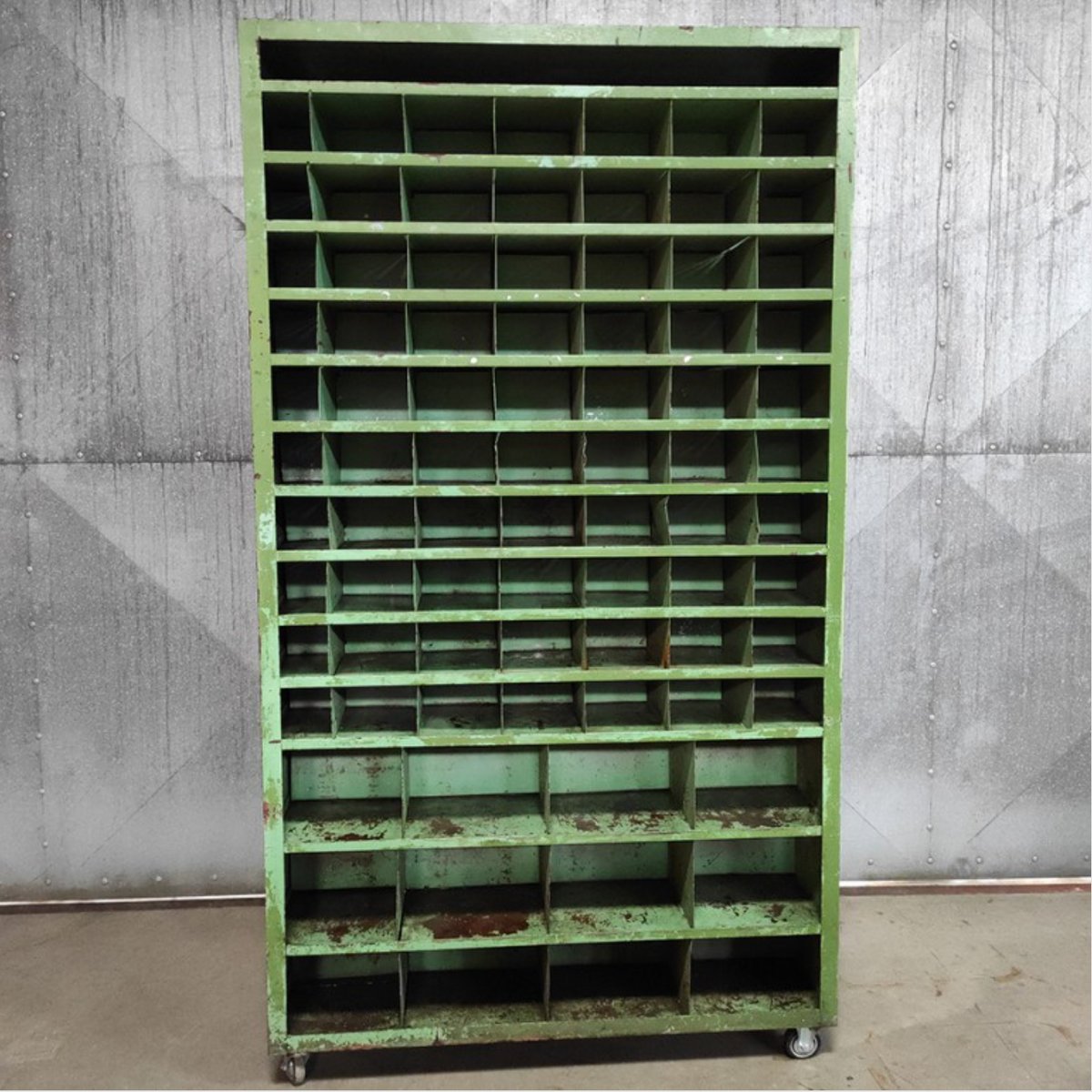 Industrial Green Metal Double-Sided Shelving Unit for sale at Pamono