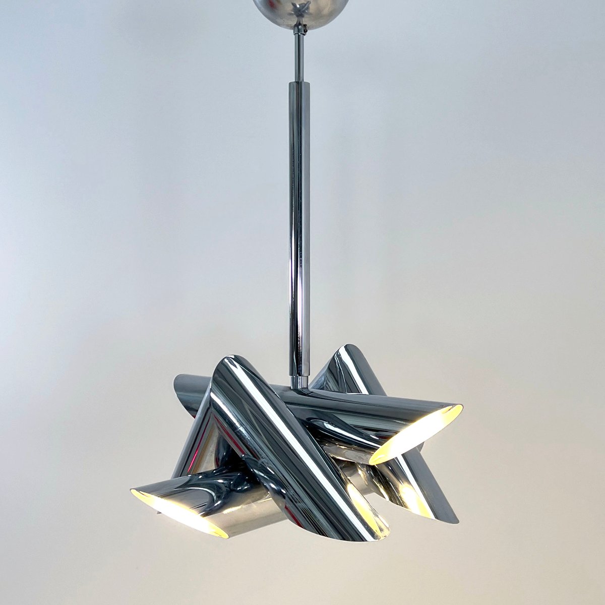 Chromed Structural Pendant Lamp by Oscar Torlasco for Stilkronen, 1960s ...