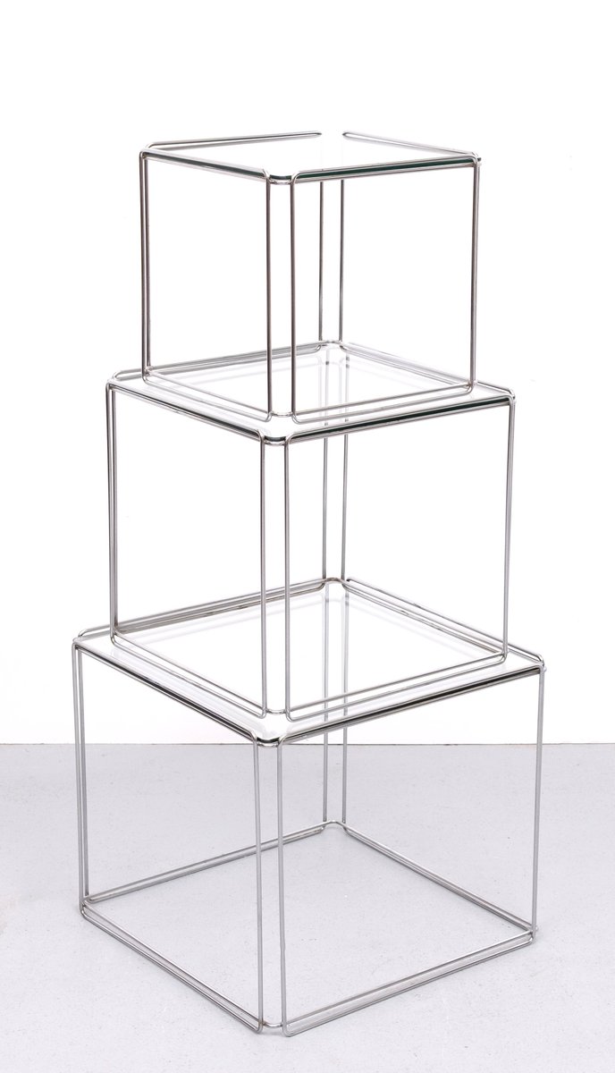 Isocele Chrome Nesting Tables by Max Sauze, 1970s, Set of 3 for sale at ...