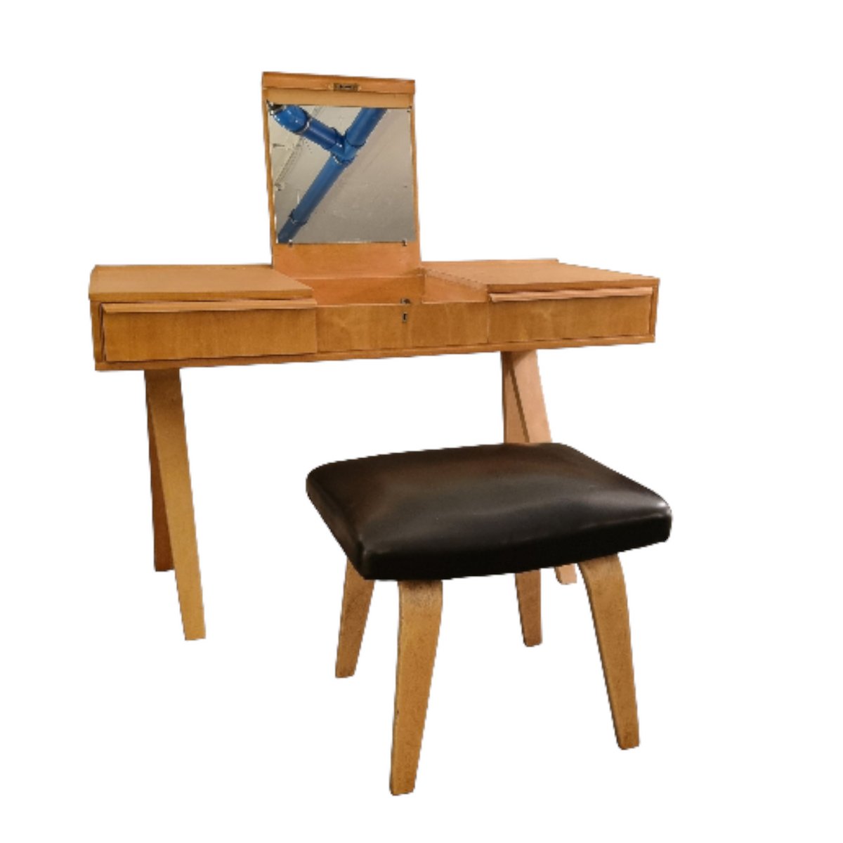 Dutch Modern Dressing Table and Stool in Birch Plywood by Cees Braakman ...