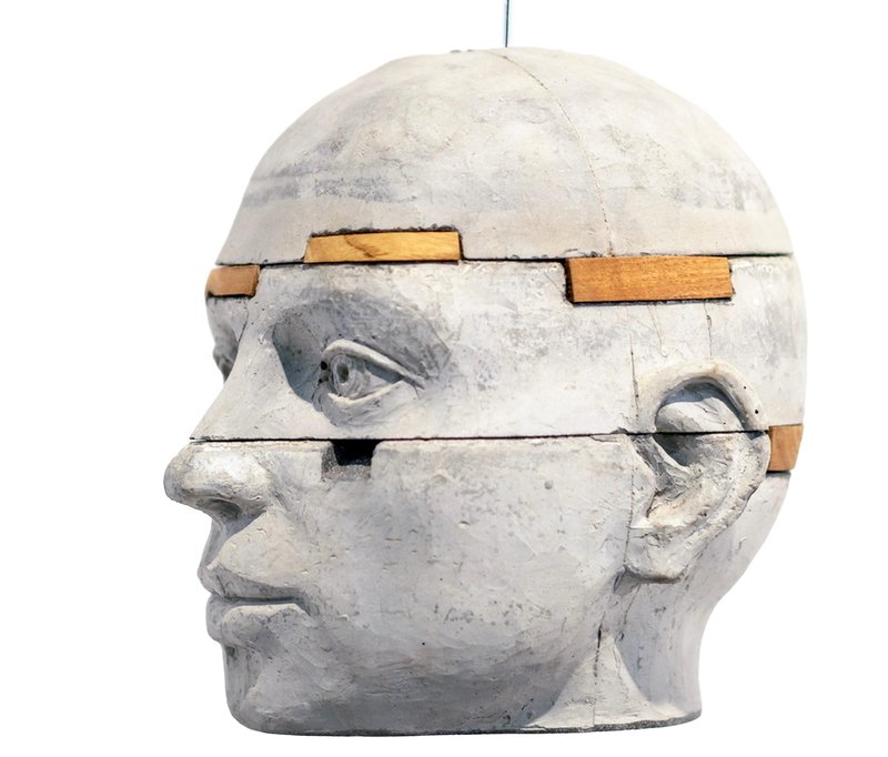 Jose Perozo, Architectural Layered Hanging Head Sculpture, 2023, Cement ...