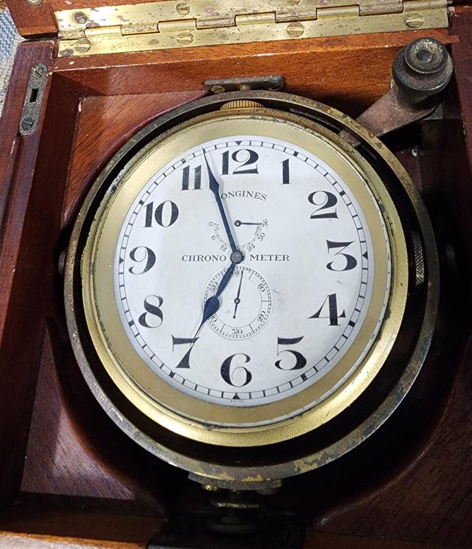 Longines Marine Chronometer Clock in Mahogany Gimbal Box, 1920 for sale ...