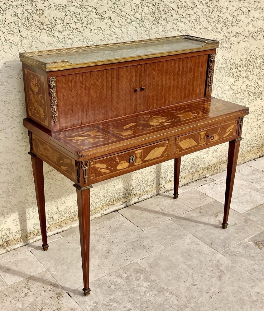 Louis XVI Style Marquetry Desk in Wood for sale at Pamono