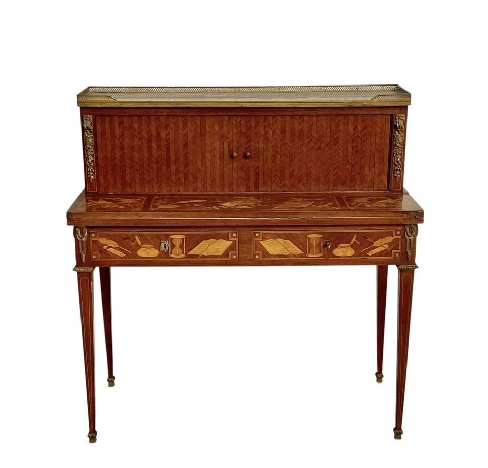 Louis XVI Style Marquetry Desk in Wood for sale at Pamono