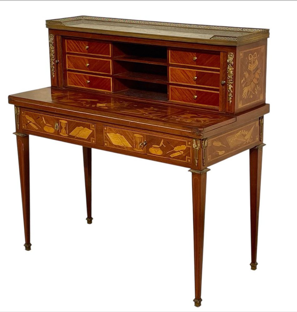 Louis XVI Style Marquetry Desk in Wood for sale at Pamono