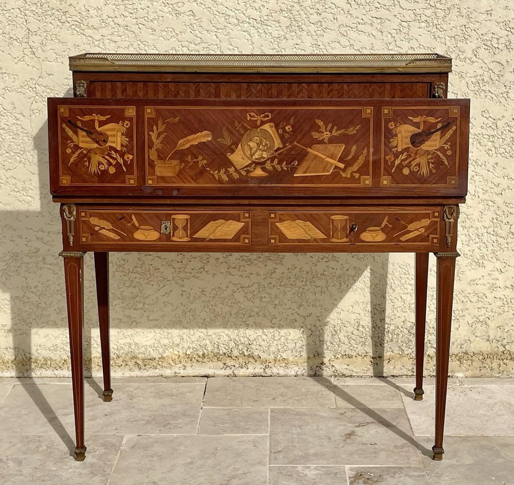 Louis XVI Style Marquetry Desk in Wood for sale at Pamono