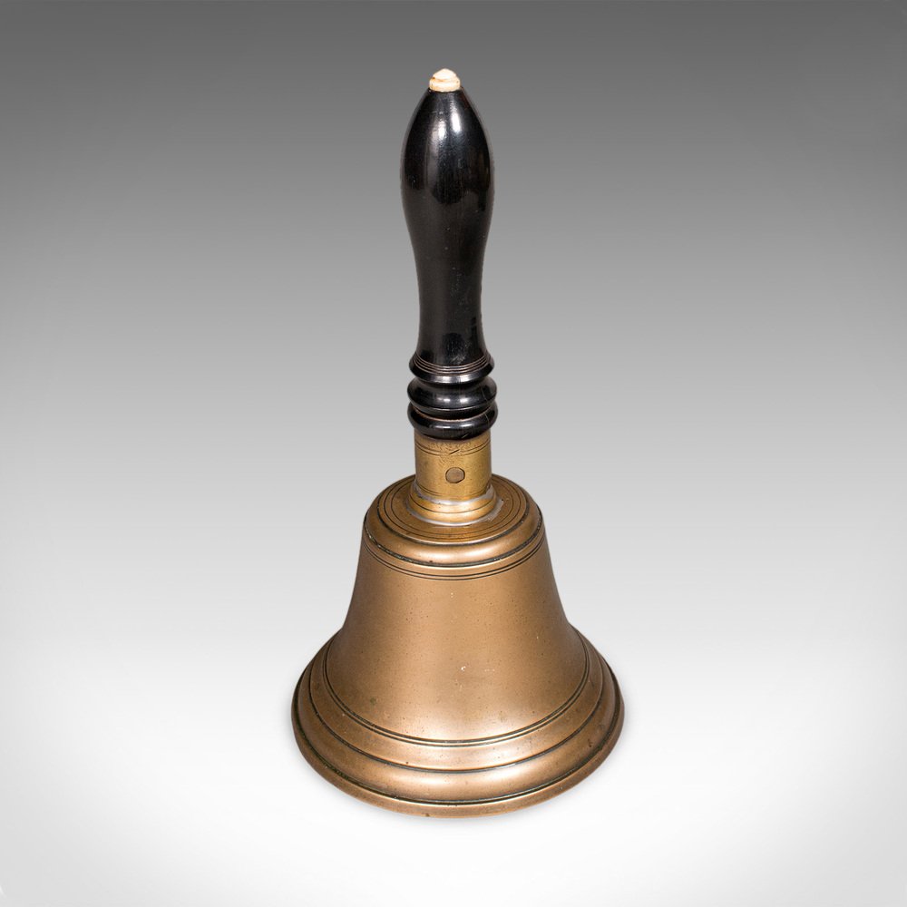 Antique English Edwardian Schoolmaster's Hand Bell in Bronze, 1910 for ...