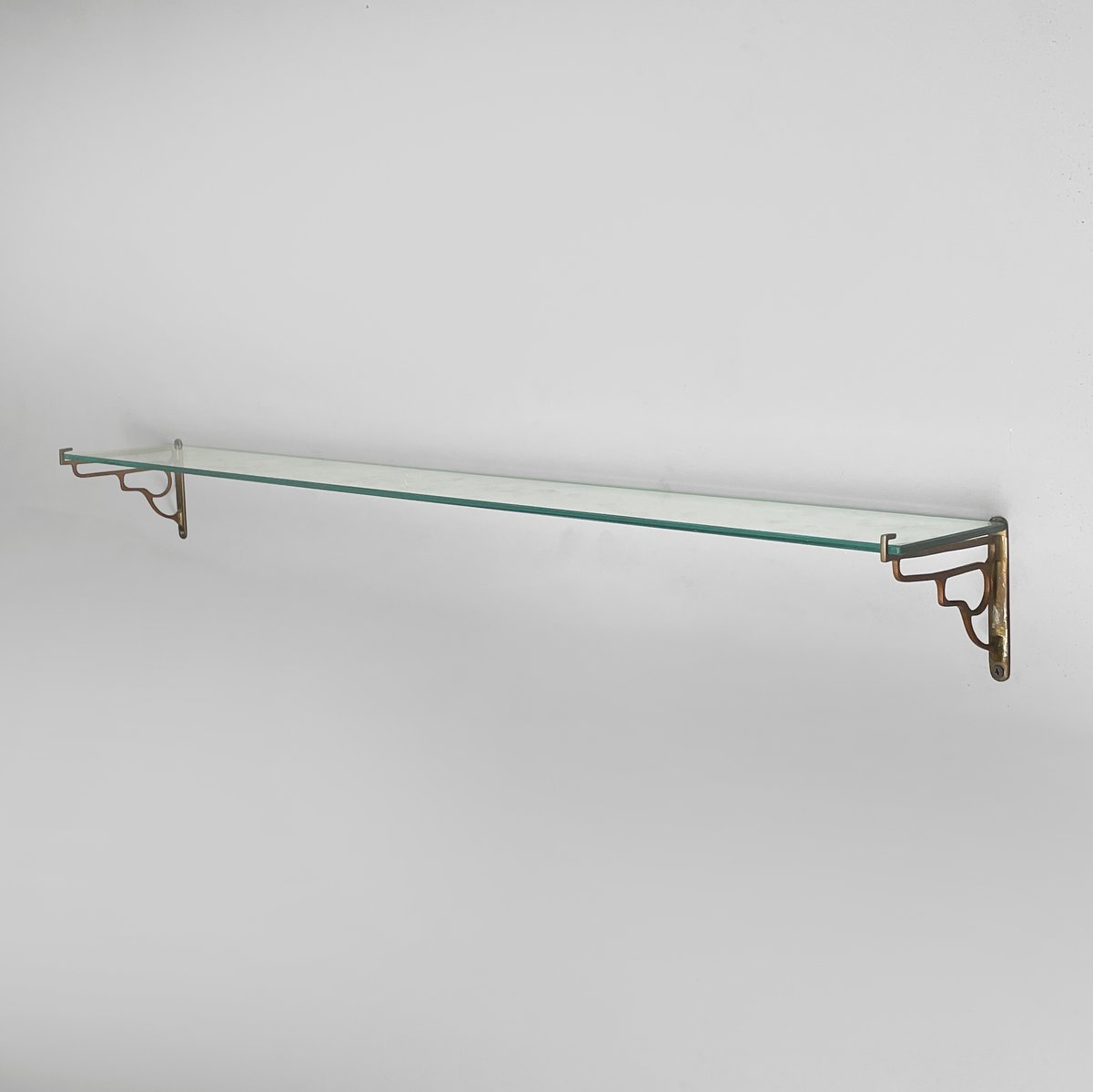 Art Deco Italian Shelf in Glass and Brass, 1930s for sale at Pamono
