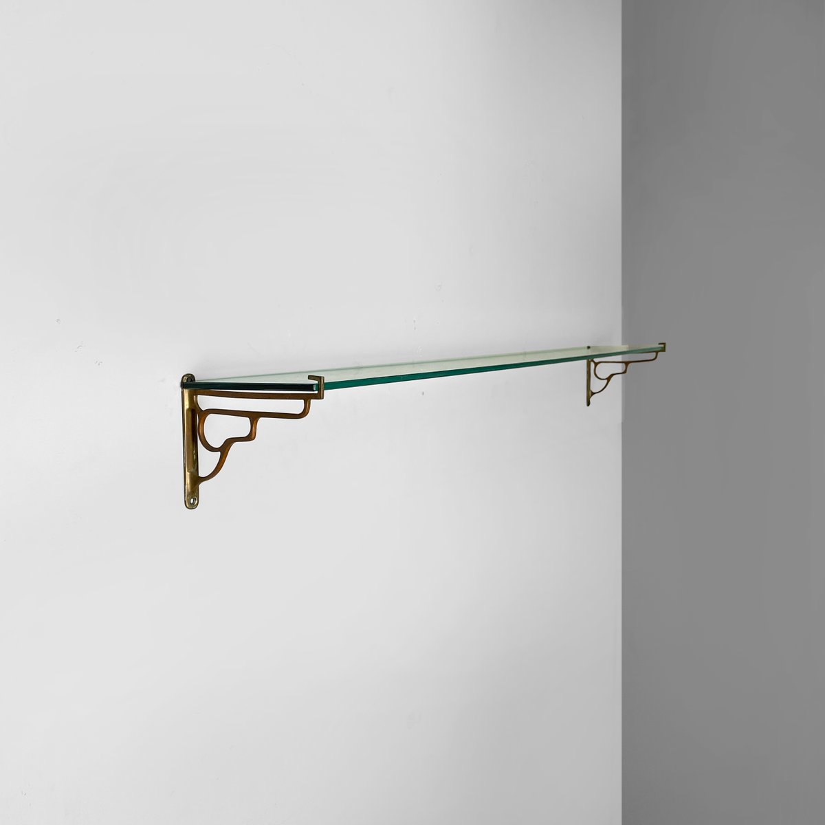 Art Deco Italian Shelf in Glass and Brass, 1930s for sale at Pamono