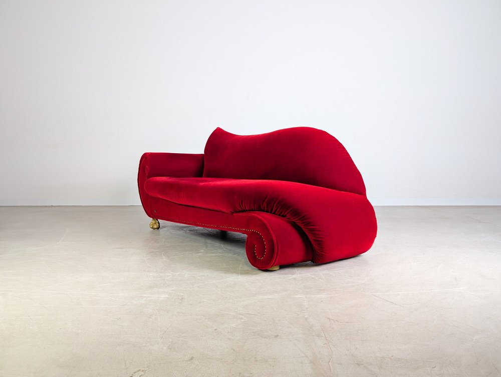 Original Bretz Gaudi Sofa Design Couch Chaise Red Velvet for sale at Pamono