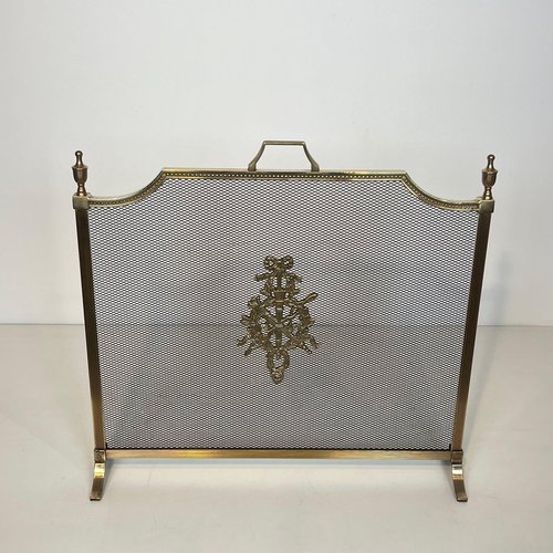 Louis XVI Style Brass and Wire Mesh Fire Screen in the style of Maison ...