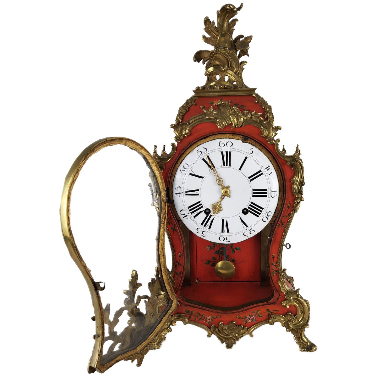 Antique Neuchâtel Pendulum Clock with Console, 1760-80, with Three Bells, 1770 for sale at Pamono