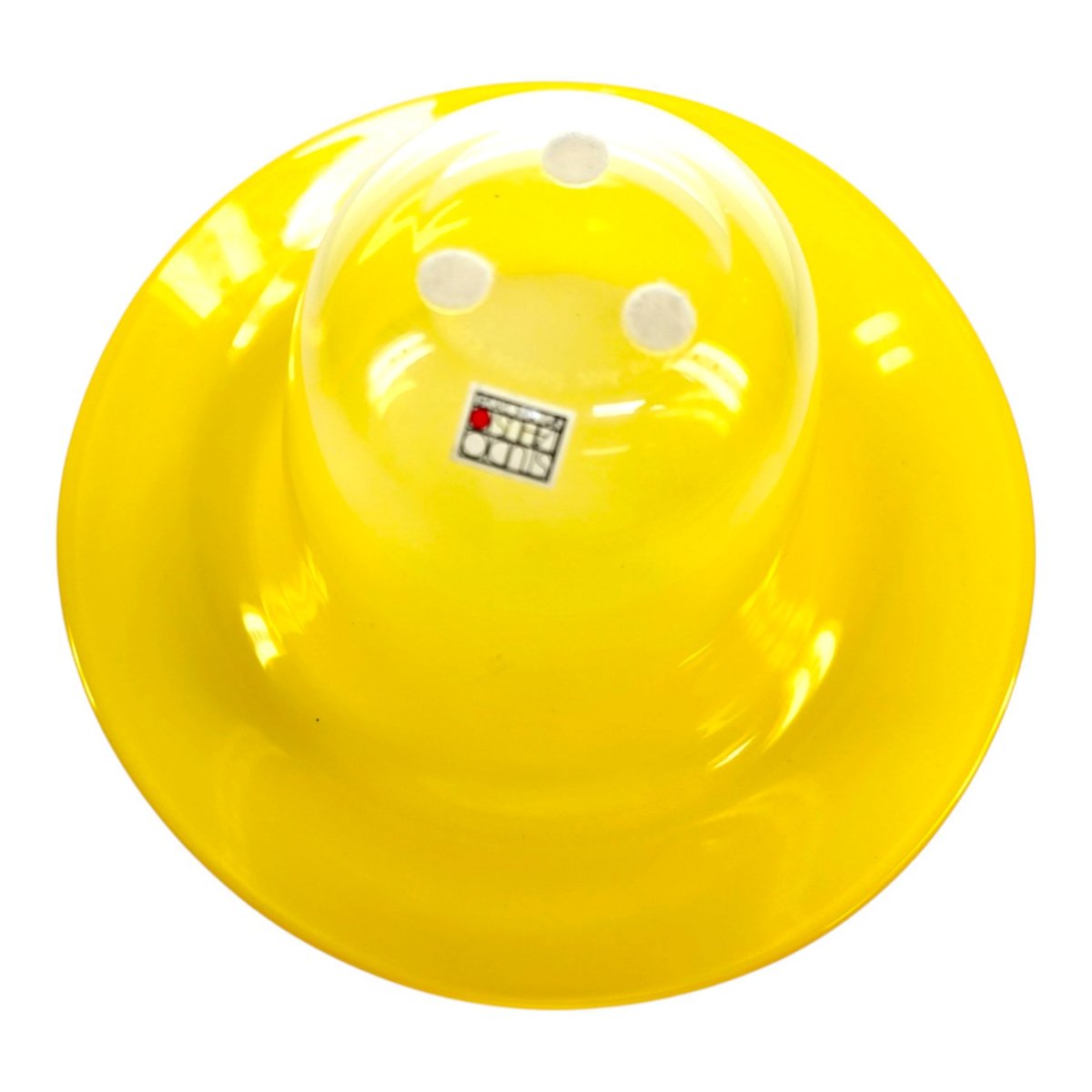 Yellow Art Glass Bowl with Flower Frog Insert from Studio Åhus, Sweden ...