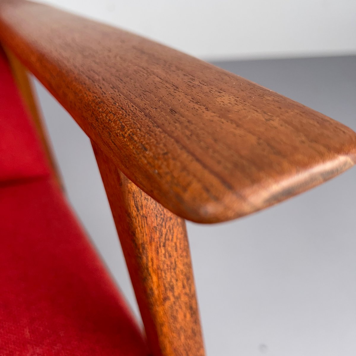 Mid-Century Modern Teak Rocking Chair with Rust-Red Wool, 1960s for ...