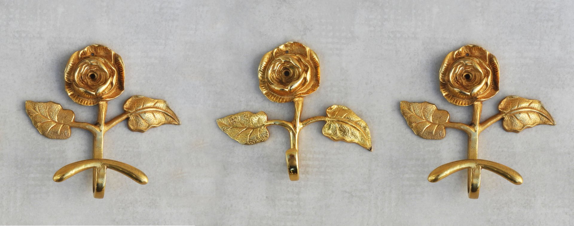 Mid-Century Modern French Rose Flower Hooks in Gilded Brass, 1950s for ...