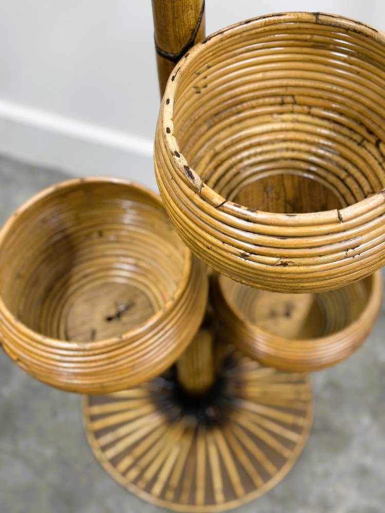 Italian Bamboo Multi-Tier Plant Stand with Sculptural Bowls, 1960s for ...