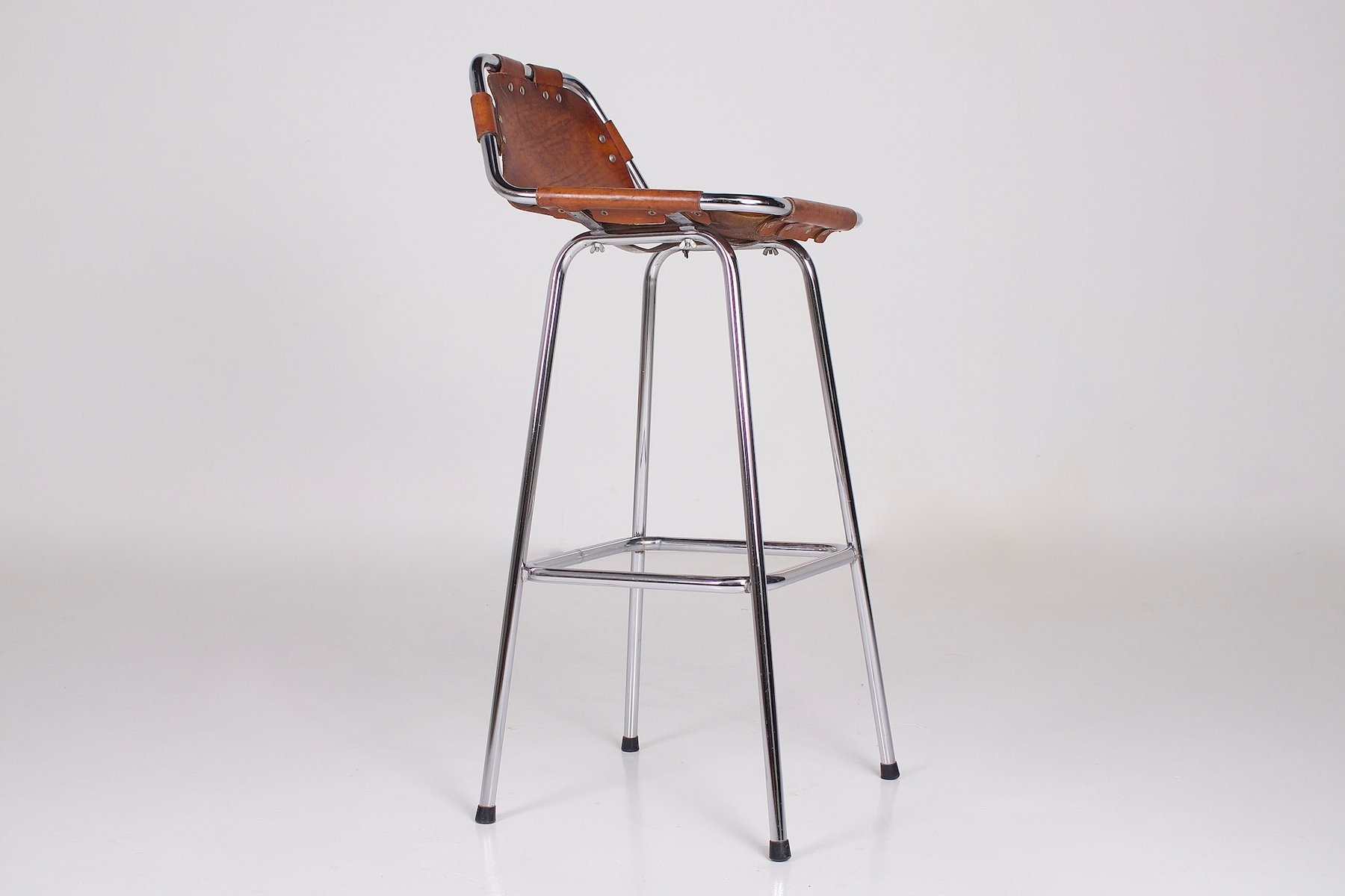 Vintage Leather Bar Stool, 1970s for sale at Pamono