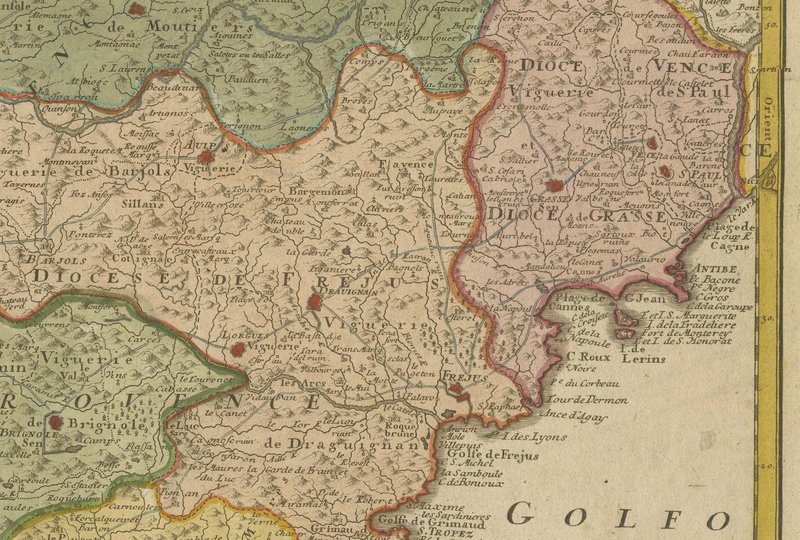Antique Hand-Coloured Map of Southern France Region, 1740 for sale at ...