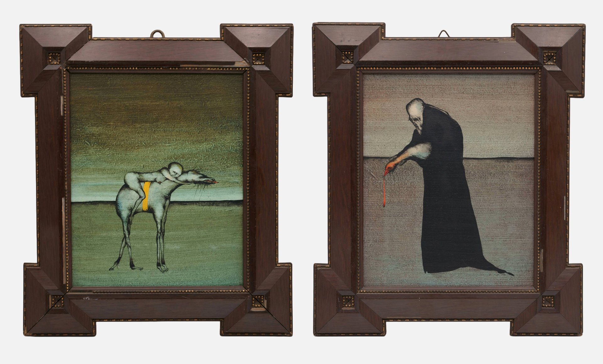 Gertrude Degenhardt, Two Fantastic Scenes, 1970, Oil on Hardboard, Set ...