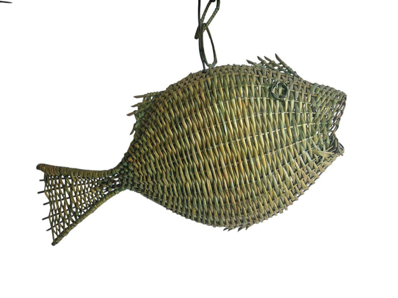 Mid-Century Modern Fish Wicker Rattan Pendant Lamp, 1960s for sale at ...