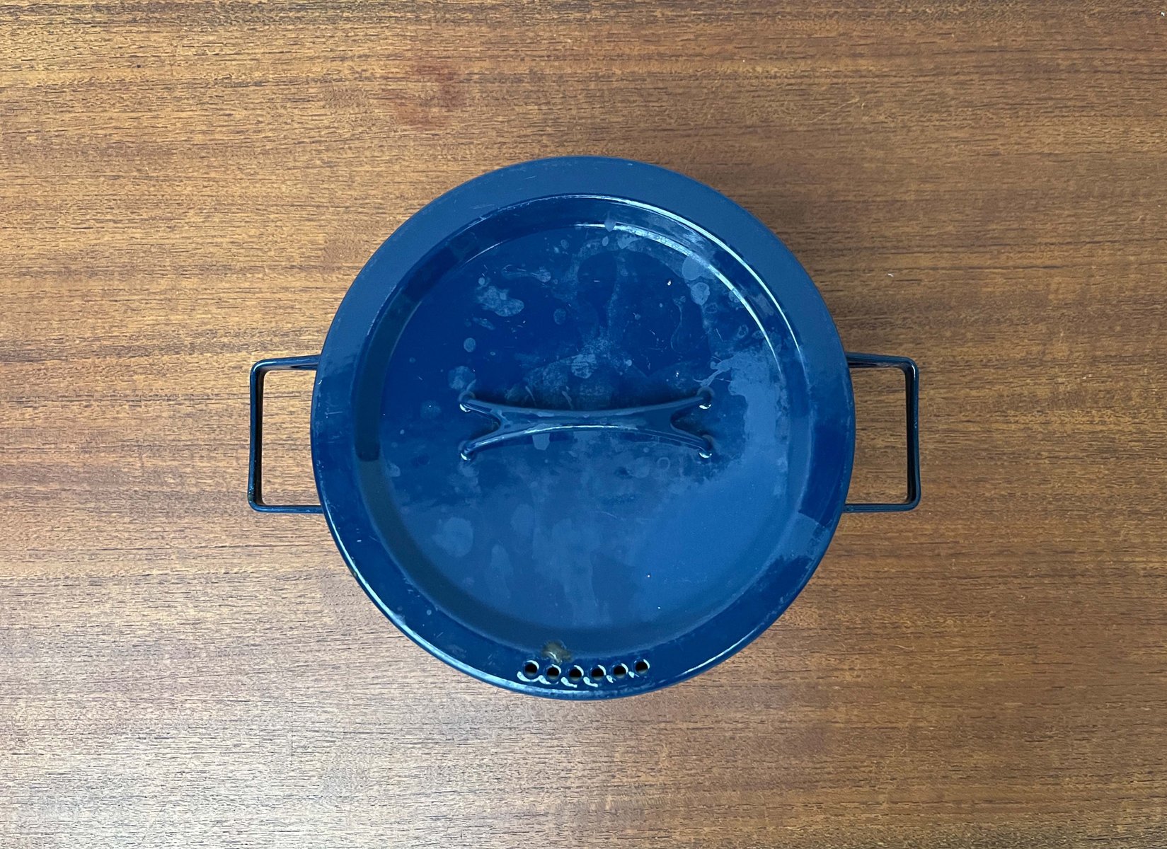 Mid-Century Modern Minimalist Blue Enamel Pot by Seppo Mallat for Finel ...