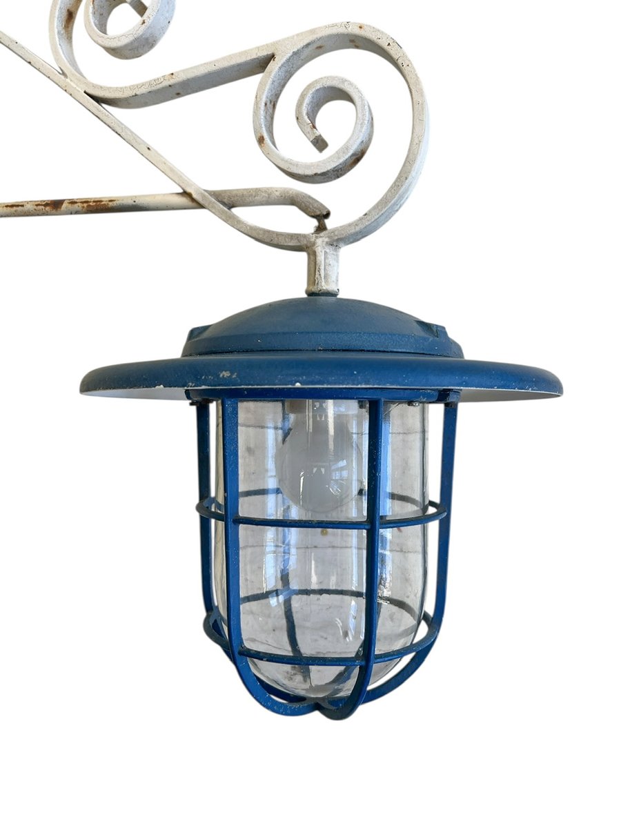 Caged Outdoor Wall Lantern Light with Scroll Bracket, 1960s for sale at ...