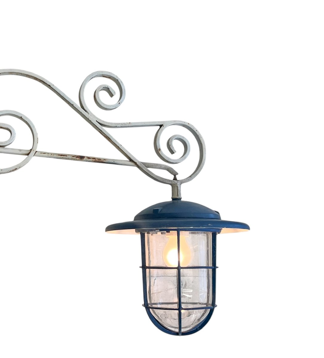 Caged Outdoor Wall Lantern Light with Scroll Bracket, 1960s for sale at ...