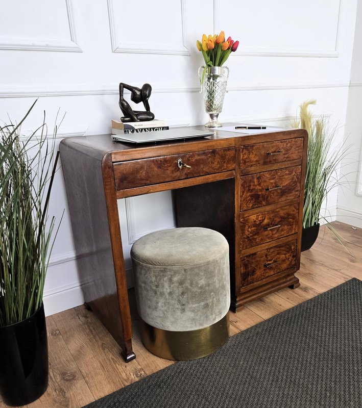 Vintage Art Deco Italian Waterfall Desk in Walnut by Paolo Buffa, 1940s ...