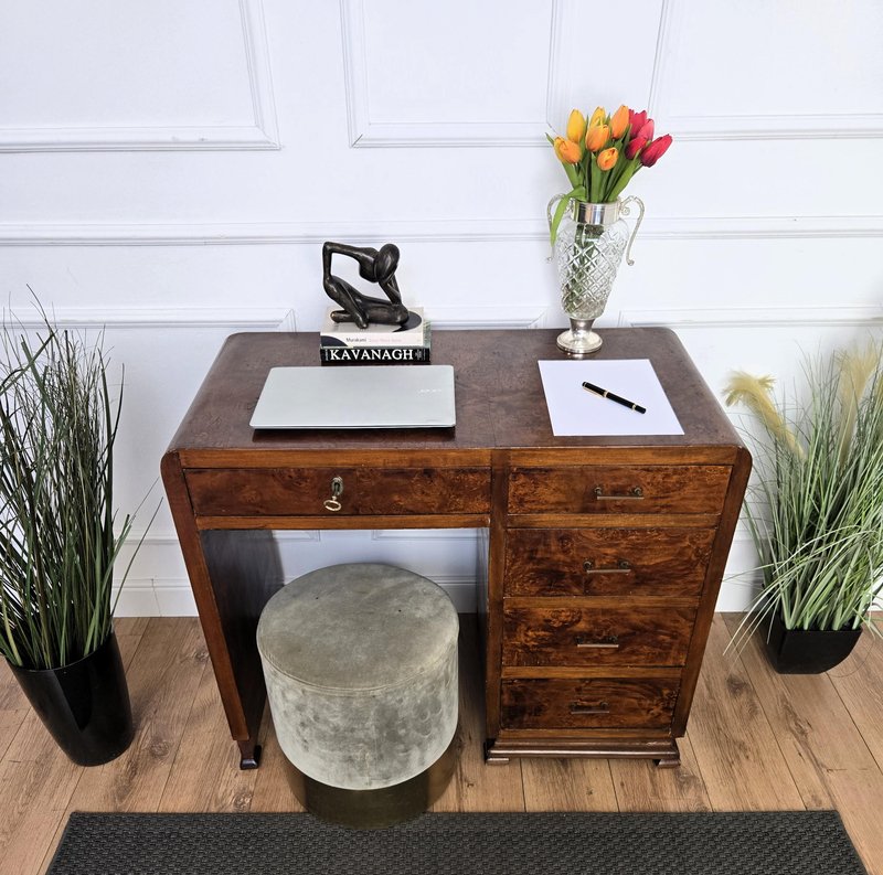 Vintage Art Deco Italian Waterfall Desk in Walnut by Paolo Buffa, 1940s ...