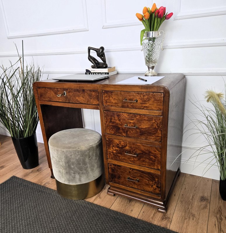 Vintage Art Deco Italian Waterfall Desk in Walnut by Paolo Buffa, 1940s ...