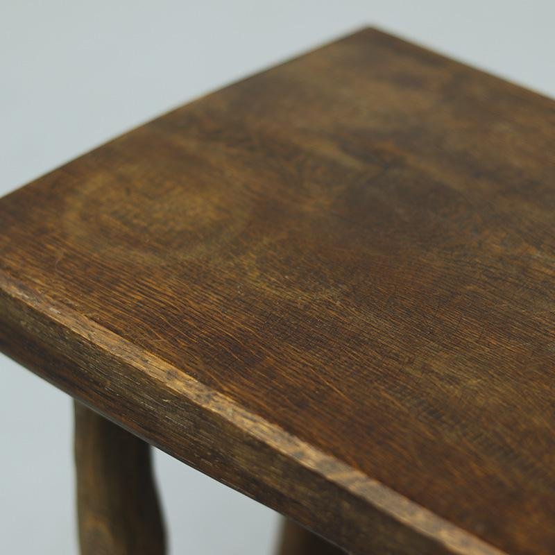 Primitive Wabi Sabi Oak Farmhouse Stool, 1940s for sale at Pamono