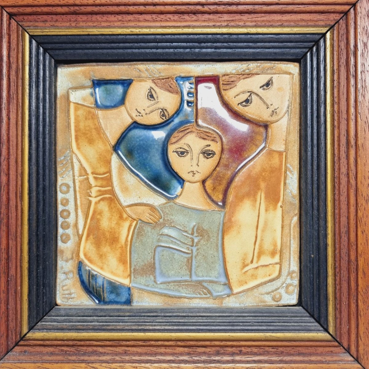 Ceramic Three Generations Relief by J. Ruth, 1980s for sale at Pamono