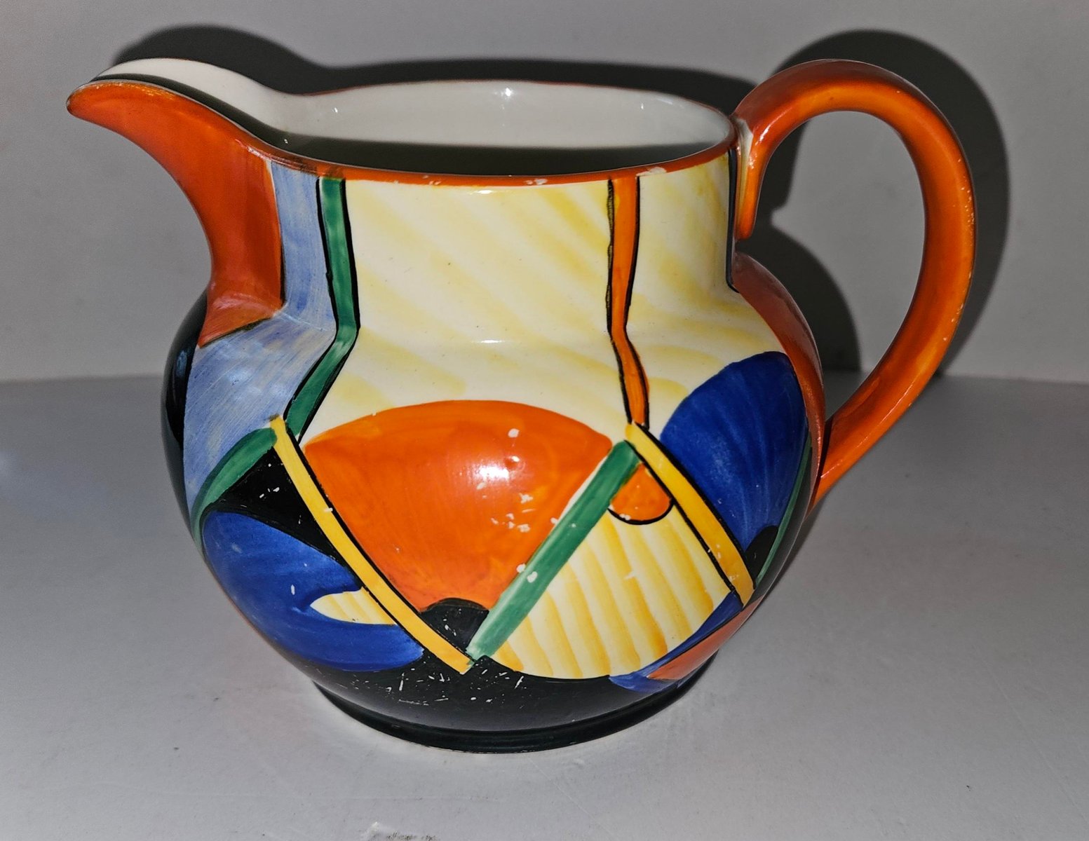 Art Deco Hand-Painted Geometric Jug from Crown Devon, 1930s for sale at ...