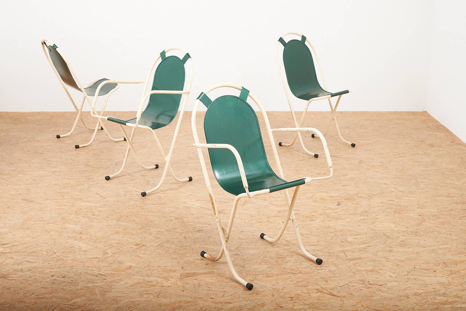Chairs in Tubular Steel and Cream-Colored Lacquered by Harry Sebel ...