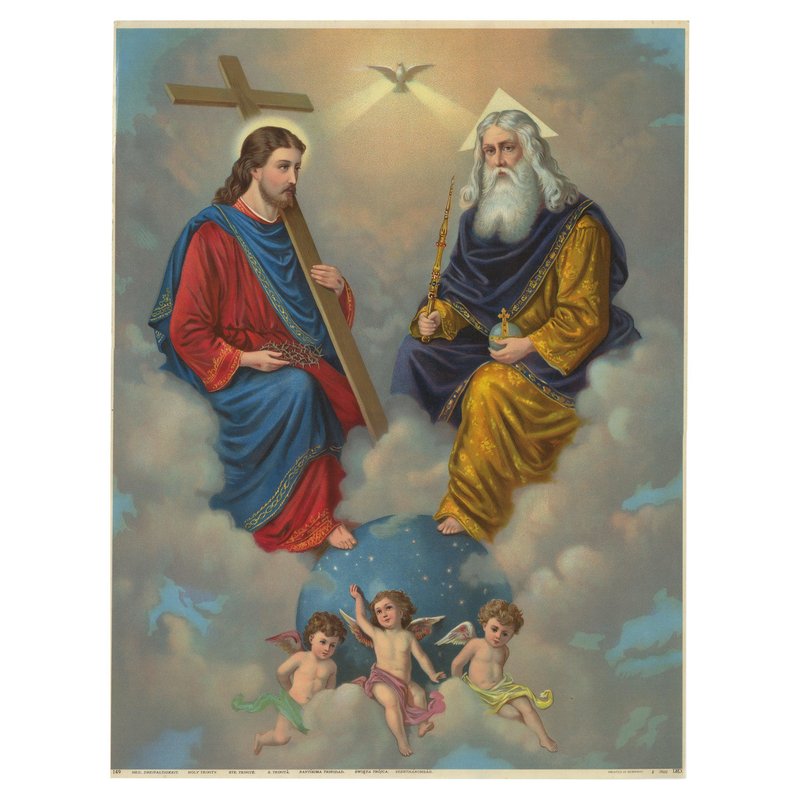Holy Trinity Enthroned in Heaven, 1900, Chromolithograph on Paper for ...