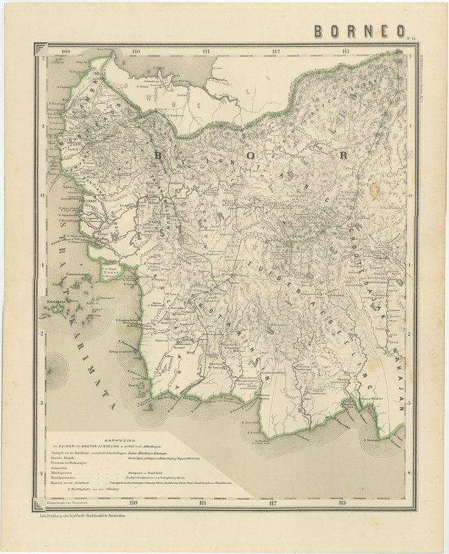 Antique Maps of Western and Southern Borneo in the Dutch East Indies ...