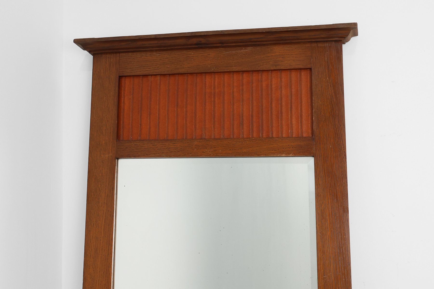 Art Deco French Oak Mirror with Fluted Panel, 1930s for sale at Pamono