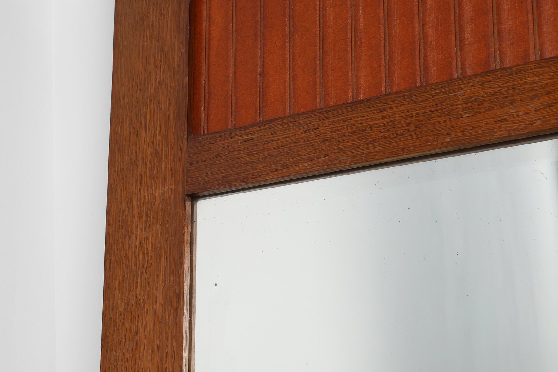 Art Deco French Oak Mirror with Fluted Panel, 1930s for sale at Pamono