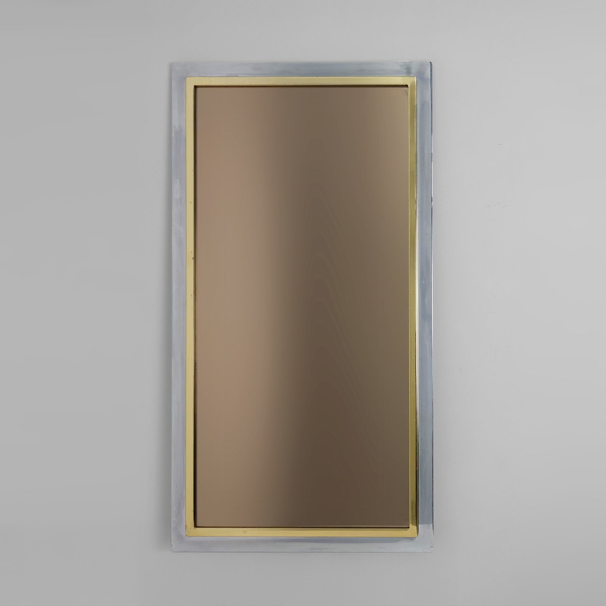 Large Mid-Century Mirror in Metal and Fumé Glass from Belgo Chrome ...