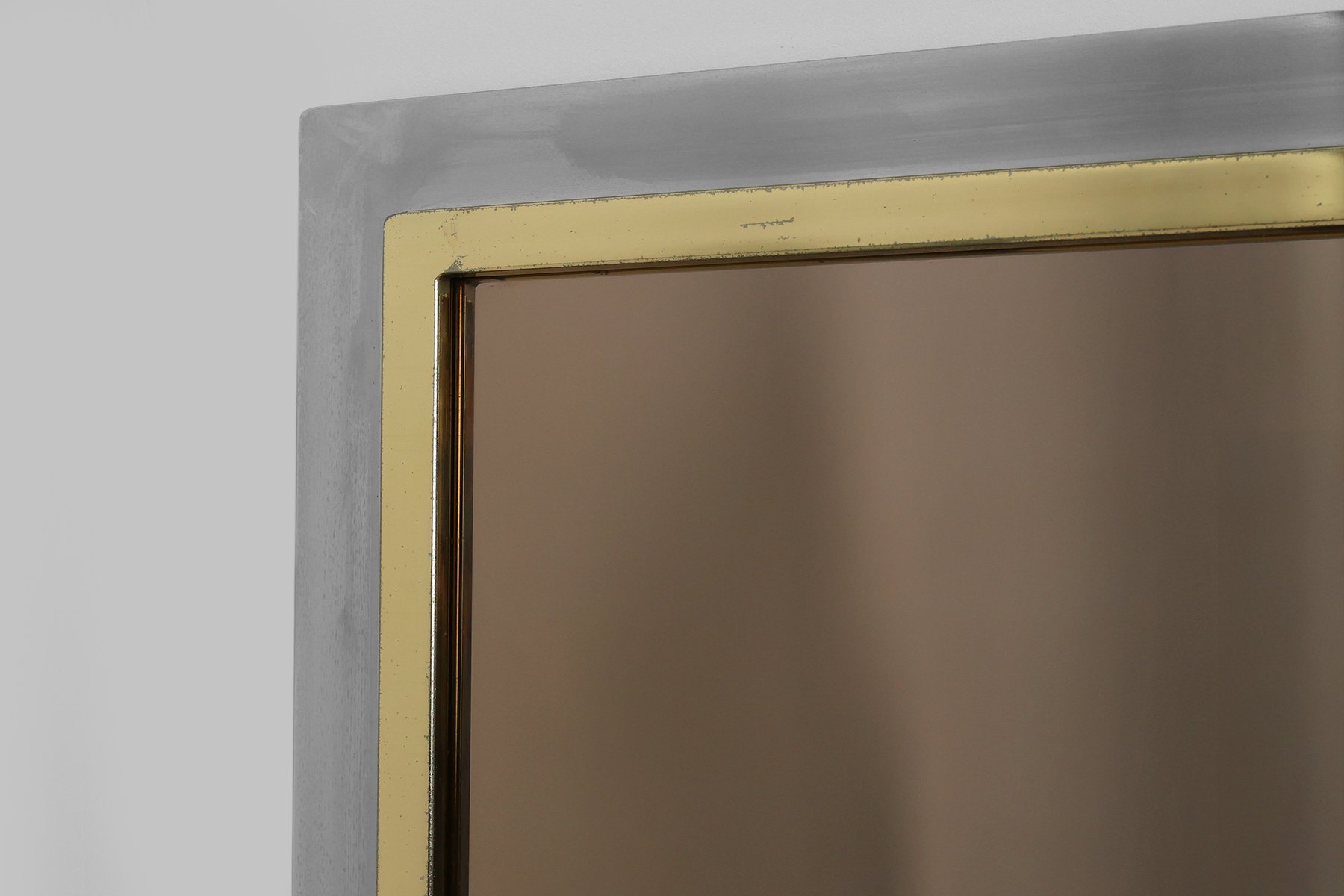Large Mid-Century Mirror in Metal and Fumé Glass from Belgo Chrome ...