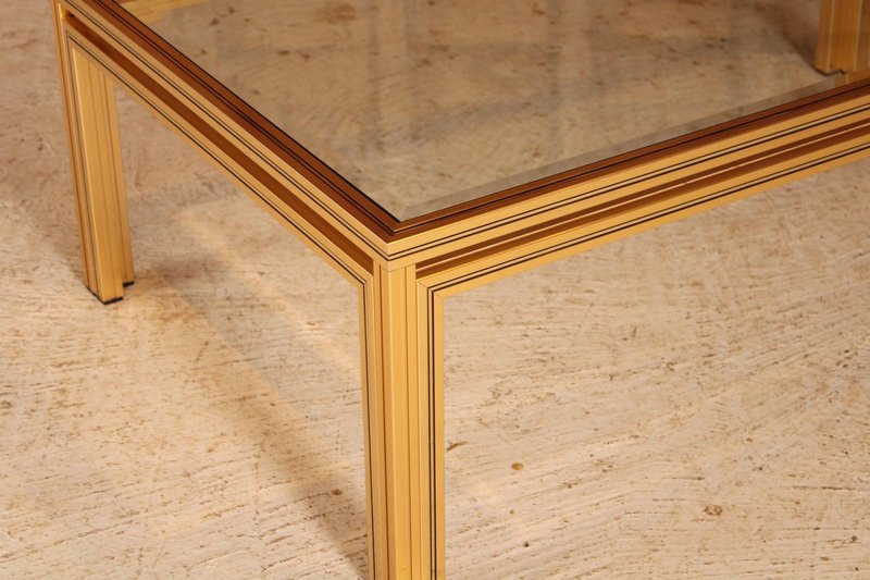 Mid-Century Coffee Table with Bevelled Edge Glass Top by Pierre Vandel ...