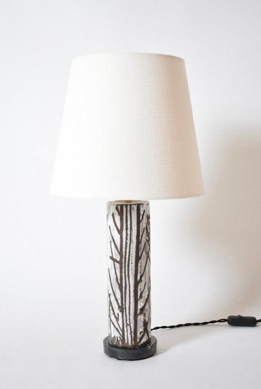Glazed Ceramic Cylinder Lamp, 1950s for sale at Pamono