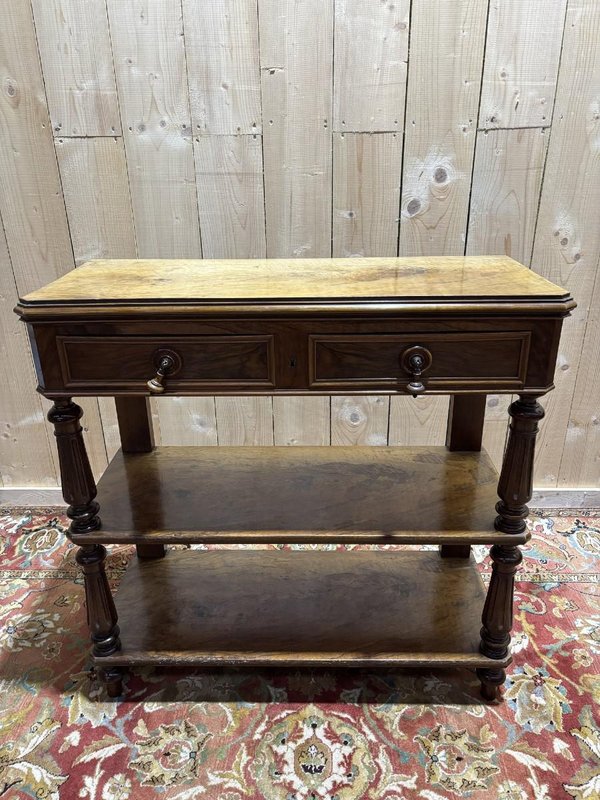 Napoleon III Console Table in Walnut and Veneer for sale at Pamono
