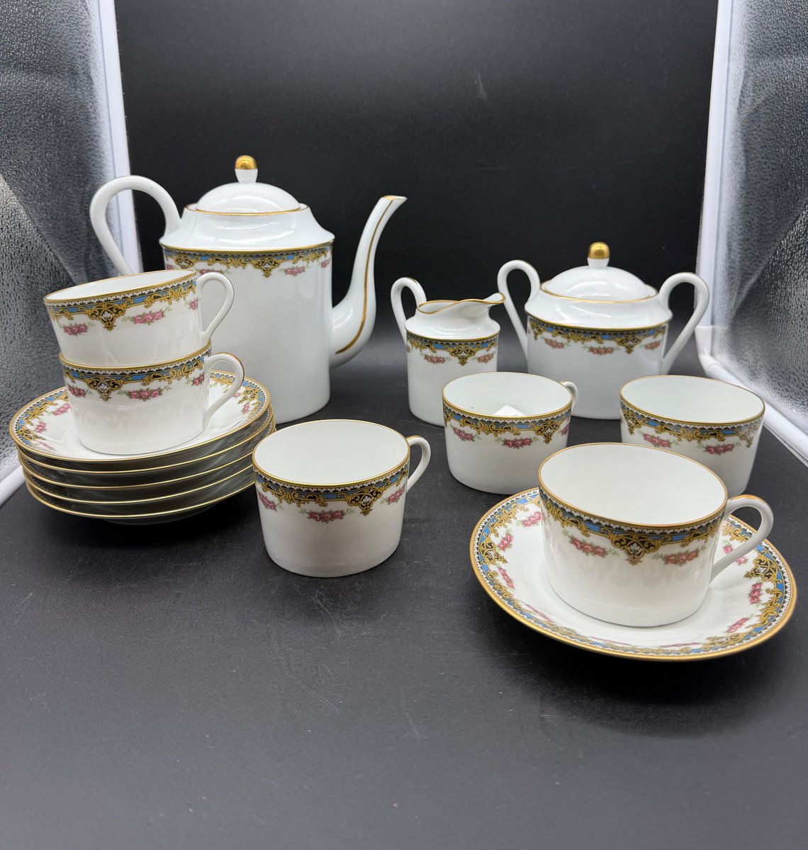 Limoges Porcelain Tea Set, 1950s, Set of 15 for sale at Pamono