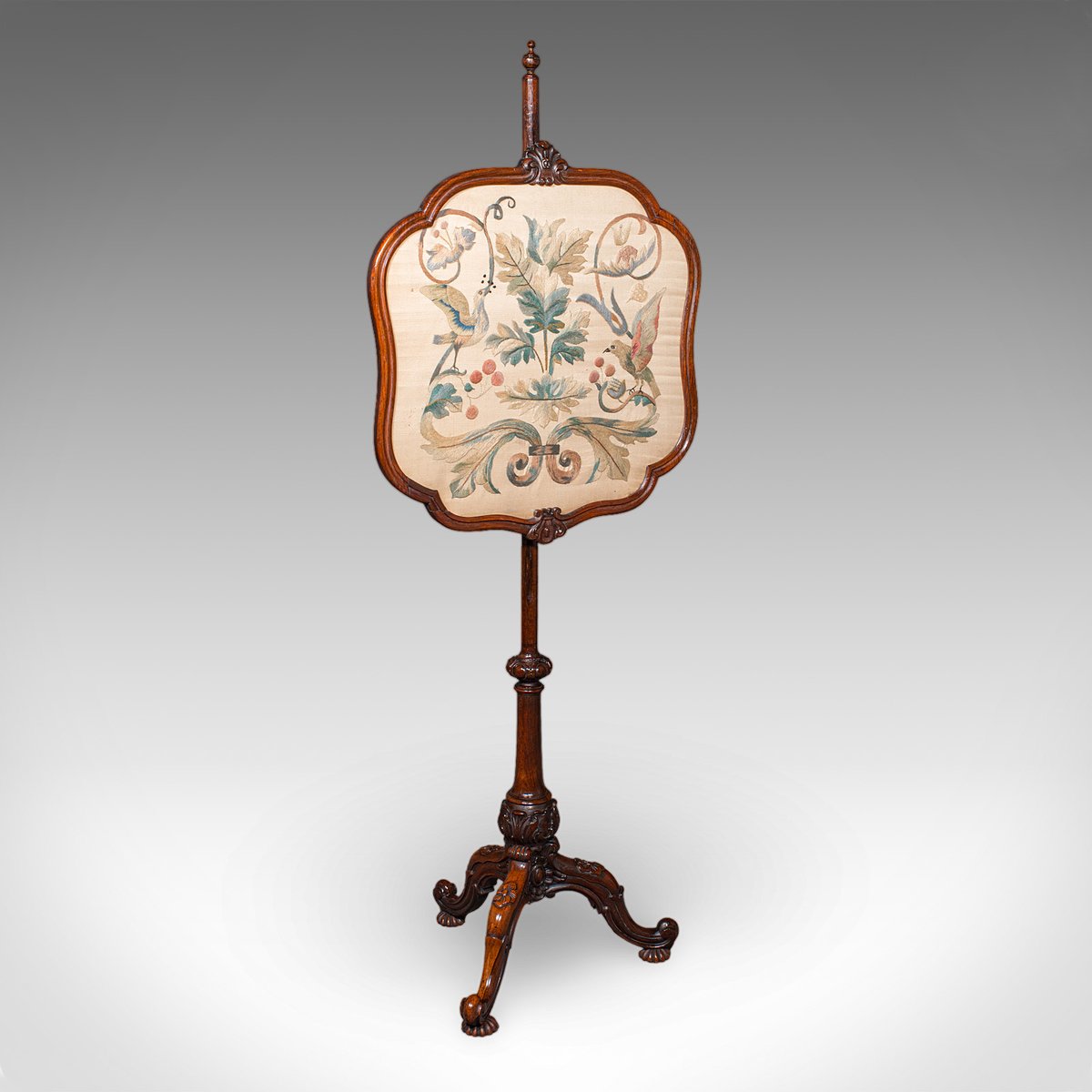 Antique Early Victorian English Pole Screen, 1840s for sale at Pamono