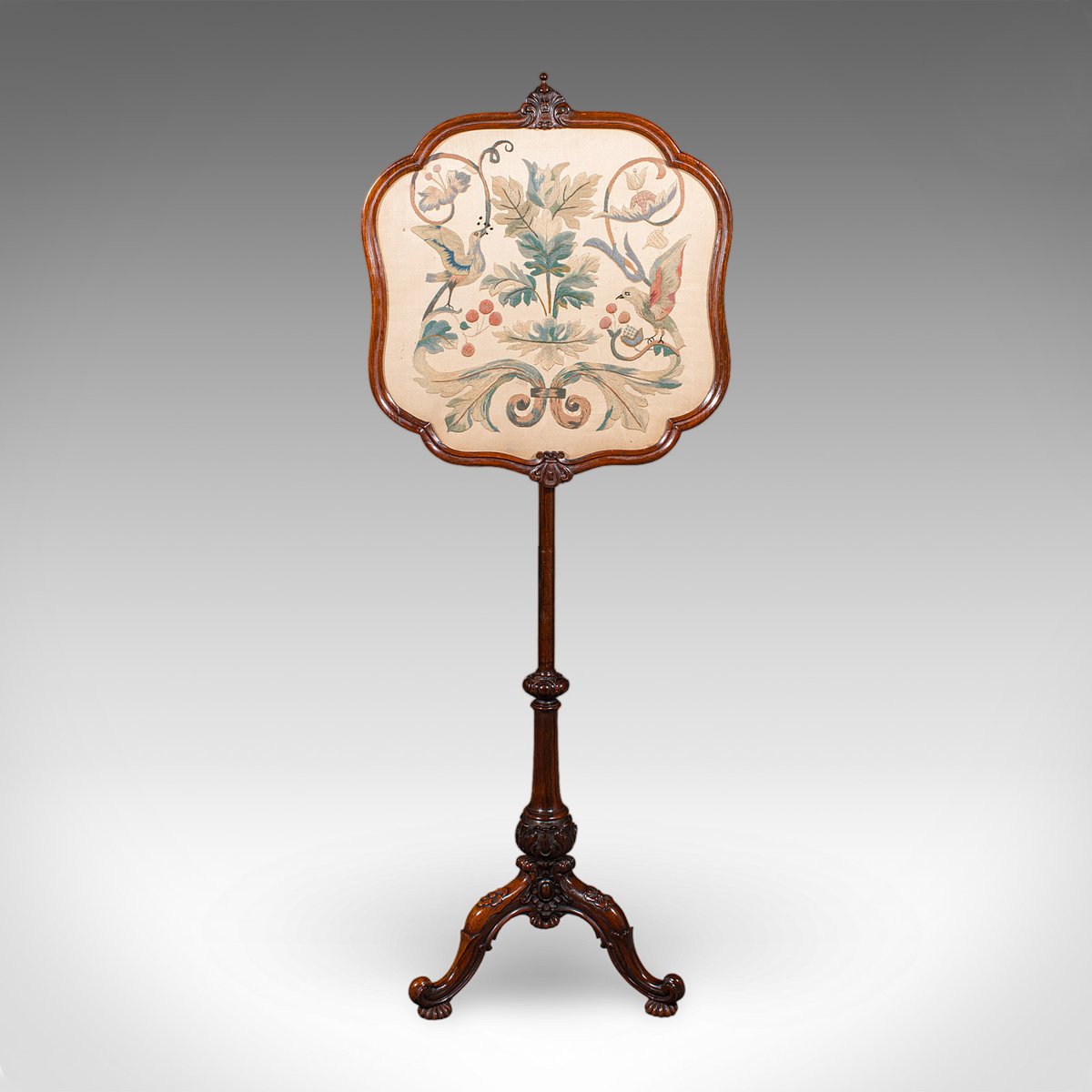 Antique Early Victorian English Pole Screen, 1840s for sale at Pamono