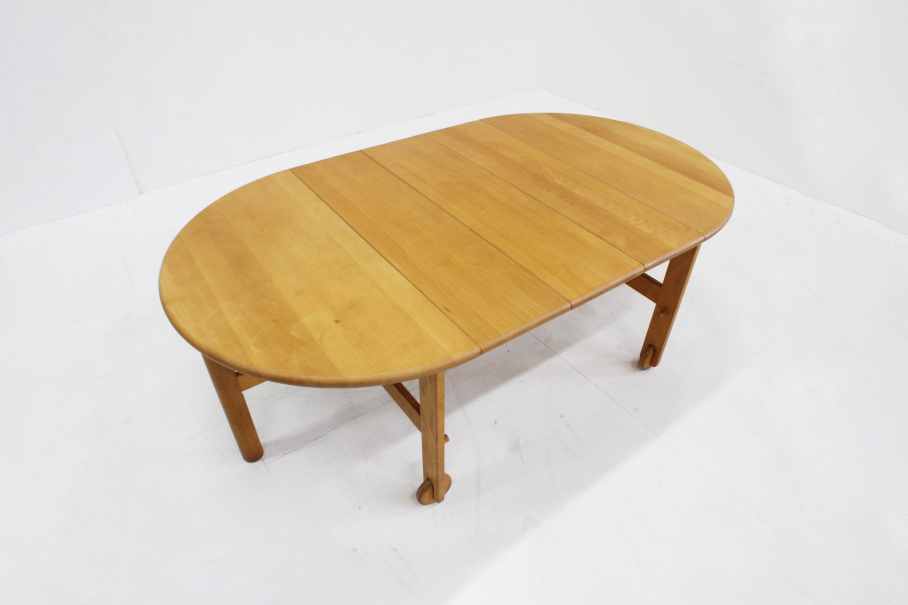 Vintage Round Extendable Dining Table in Wood, 1960s for sale at Pamono