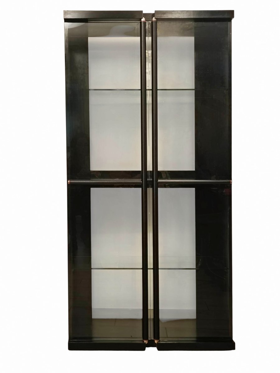 Vitrine Vintage en Bois Laqué Noir par Carlo Scarpa pour Bernini, 1970s ...