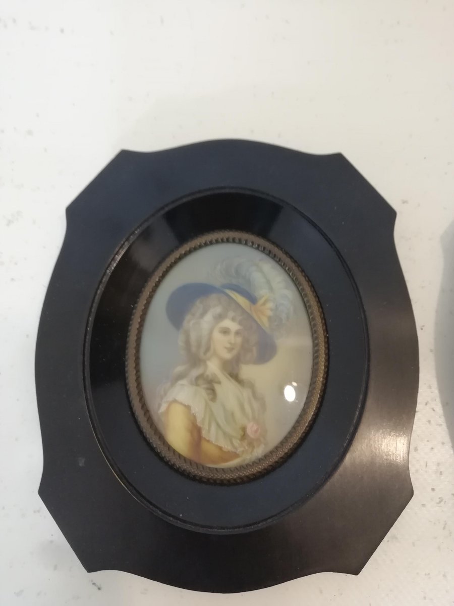 Ebonized Wood and Curved Glass Frames, 1940s, Set of 2 for sale at Pamono
